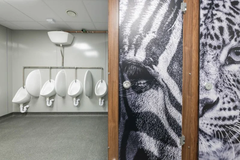 Image printed cubicles in new washroom refurbishment at Norfolk Zoo ...
