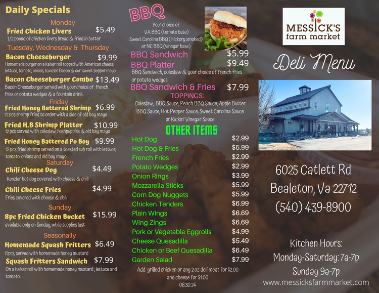 Menu — Messick's Farm Market