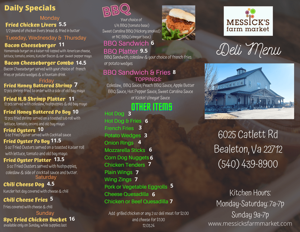 Menu — Messick's Farm Market