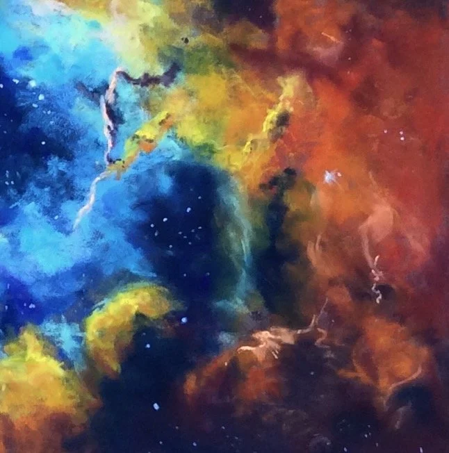 Nebula, abstracted pastel painting of space. — Hazel Burgess Art