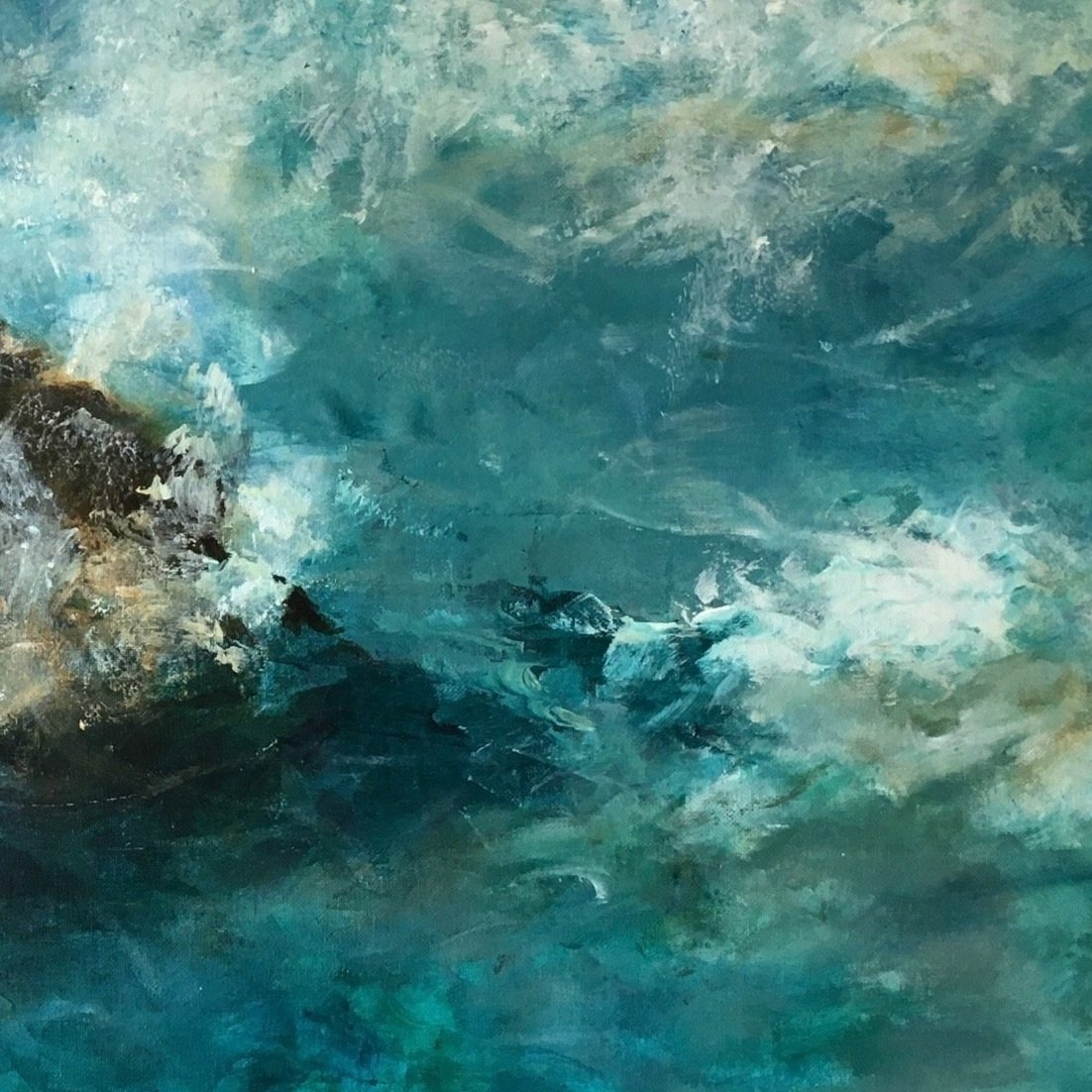 Biarritz, semi-abstract painting of the sea. — Hazel Burgess Art