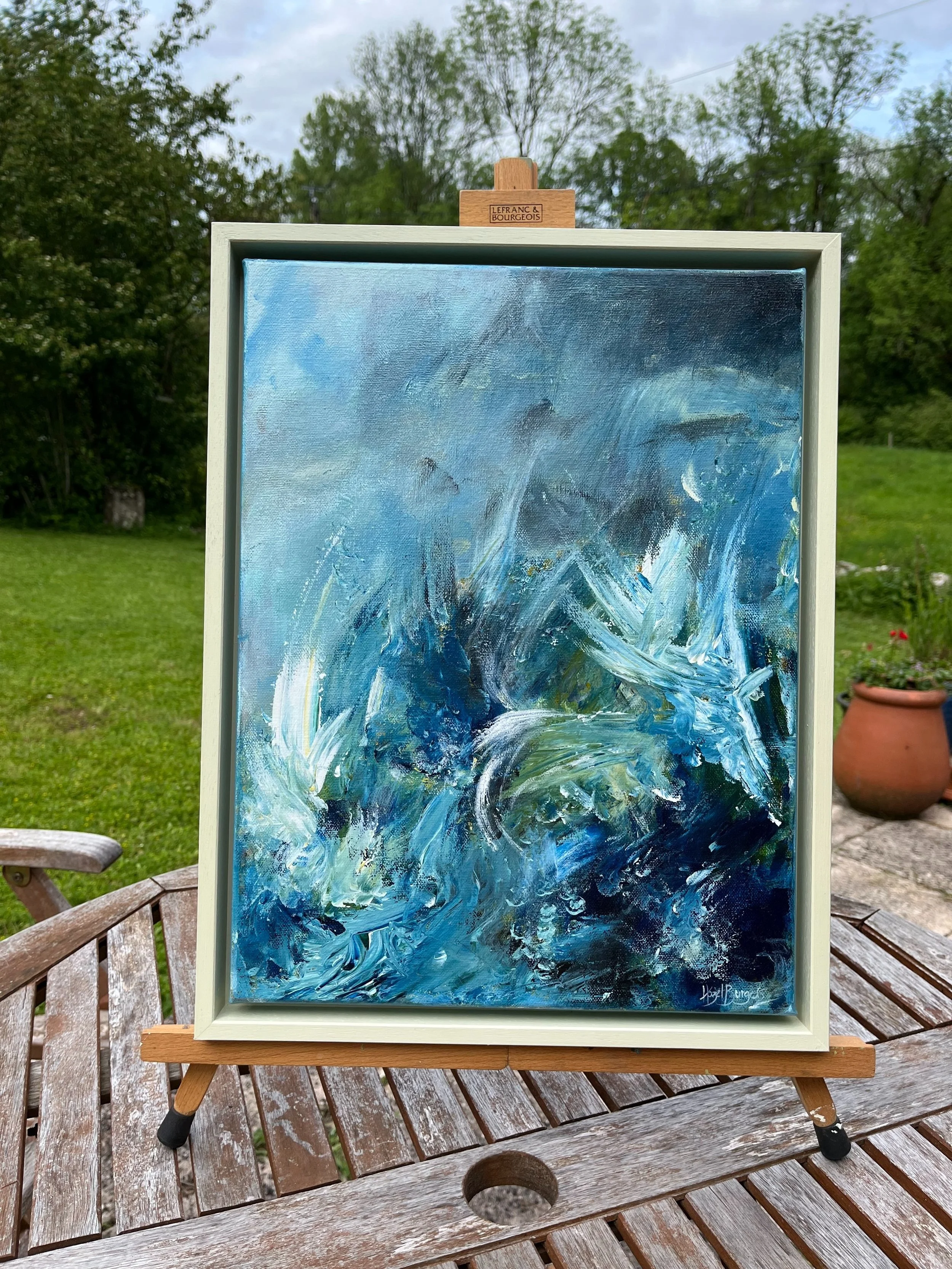 Awash, Abstract painting of the sea — Hazel Burgess Art