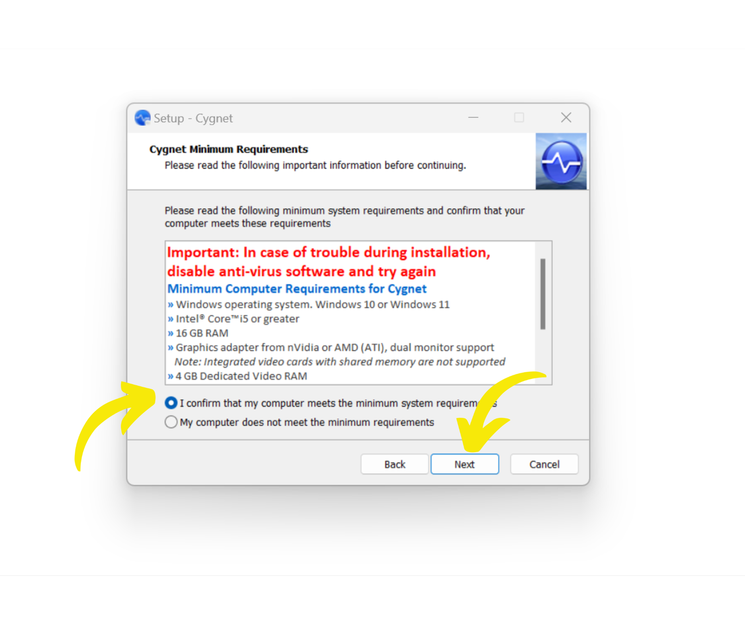 Cygnet Set Up — BEE Medic