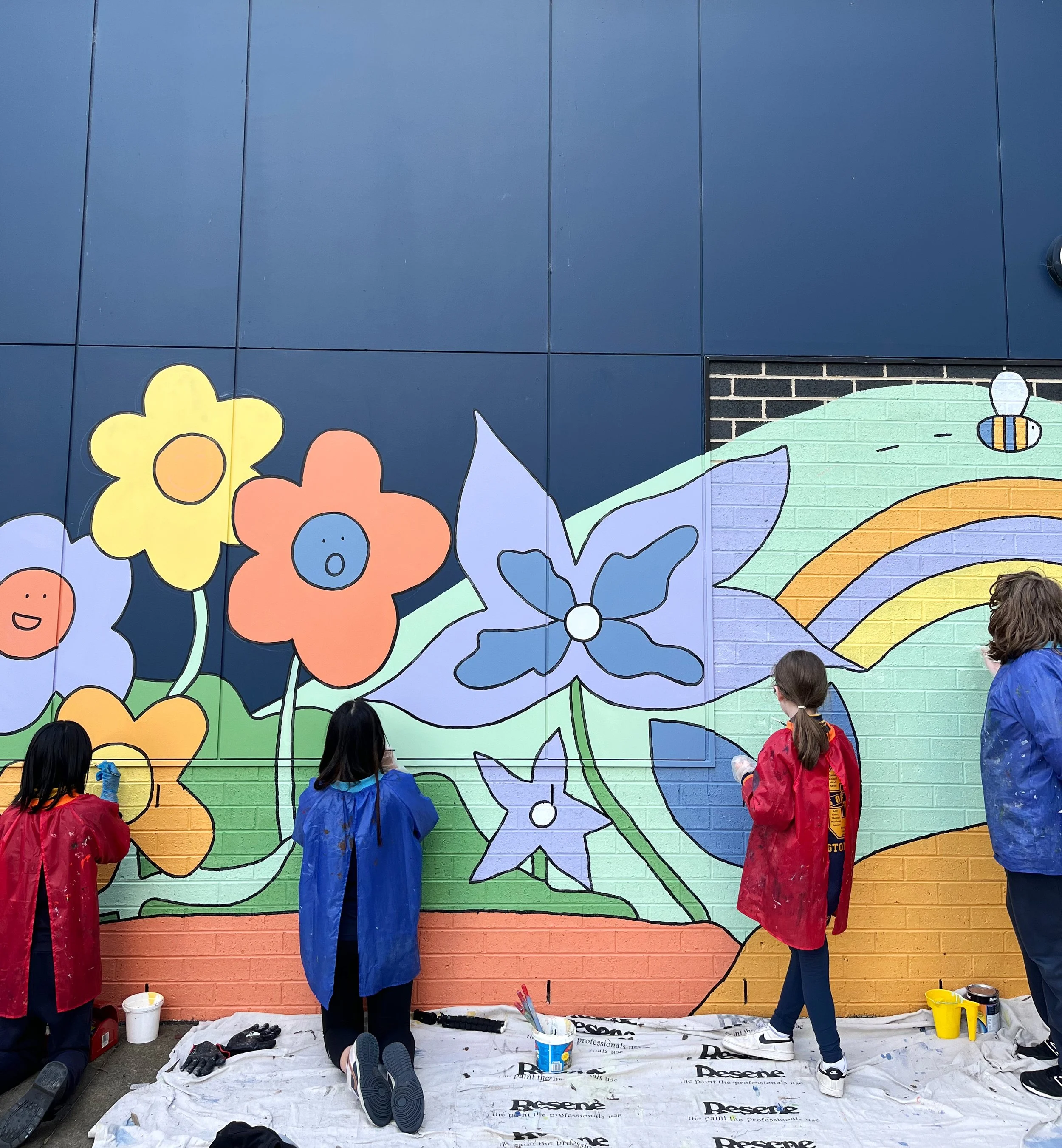 Giant Colouring Wall - Collaborative Mural with Kensington Primary School — Angharad