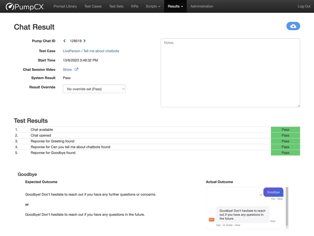 ChatBot Testing — PumpCX