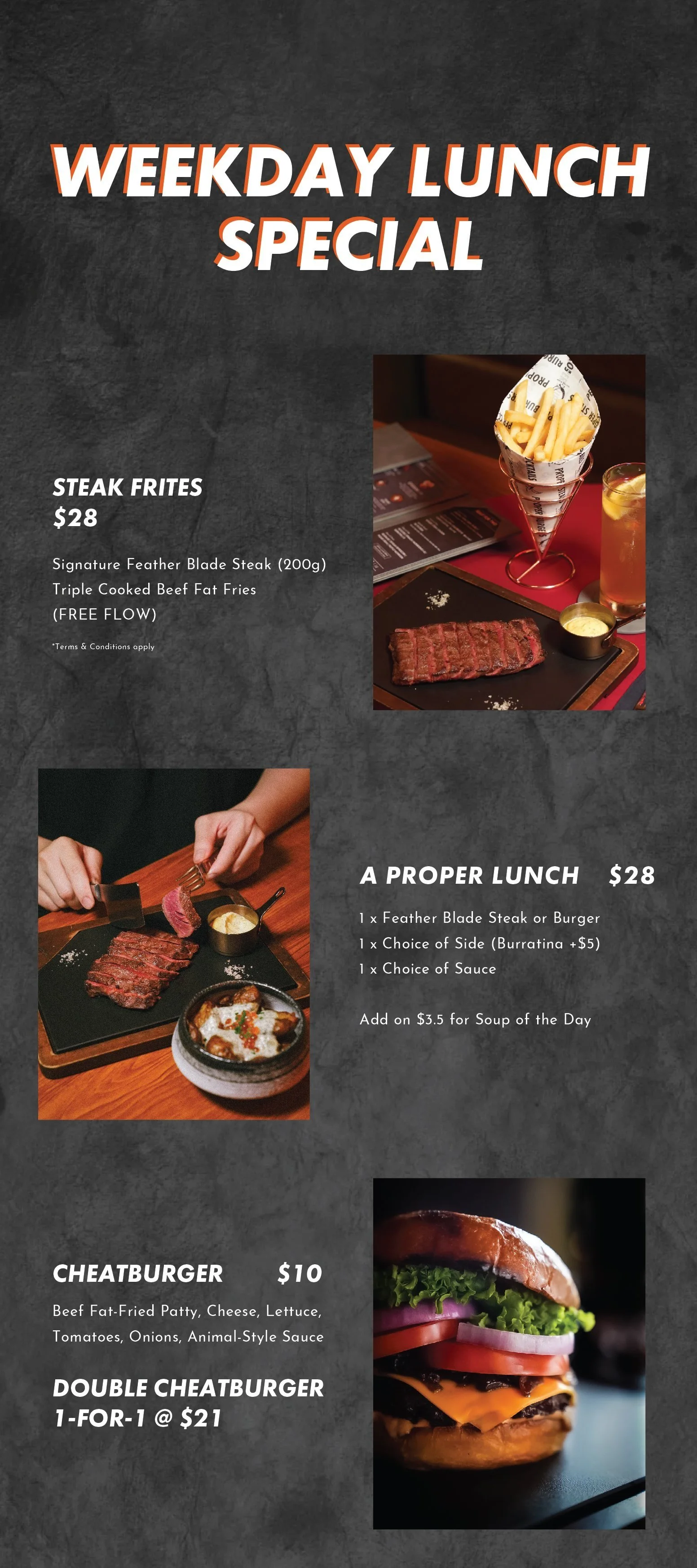 Lunch Specials — The Feather Blade Steakhouse & Seafood Bar