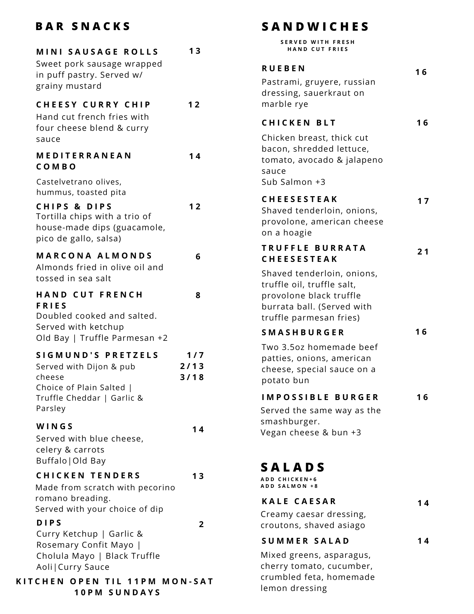 Menus — The Canary