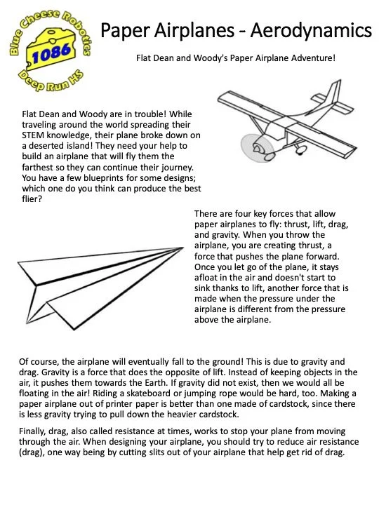 Paper Airplanes - Aerodynamics — FIRST® Team 1086 Blue Cheese Robotics