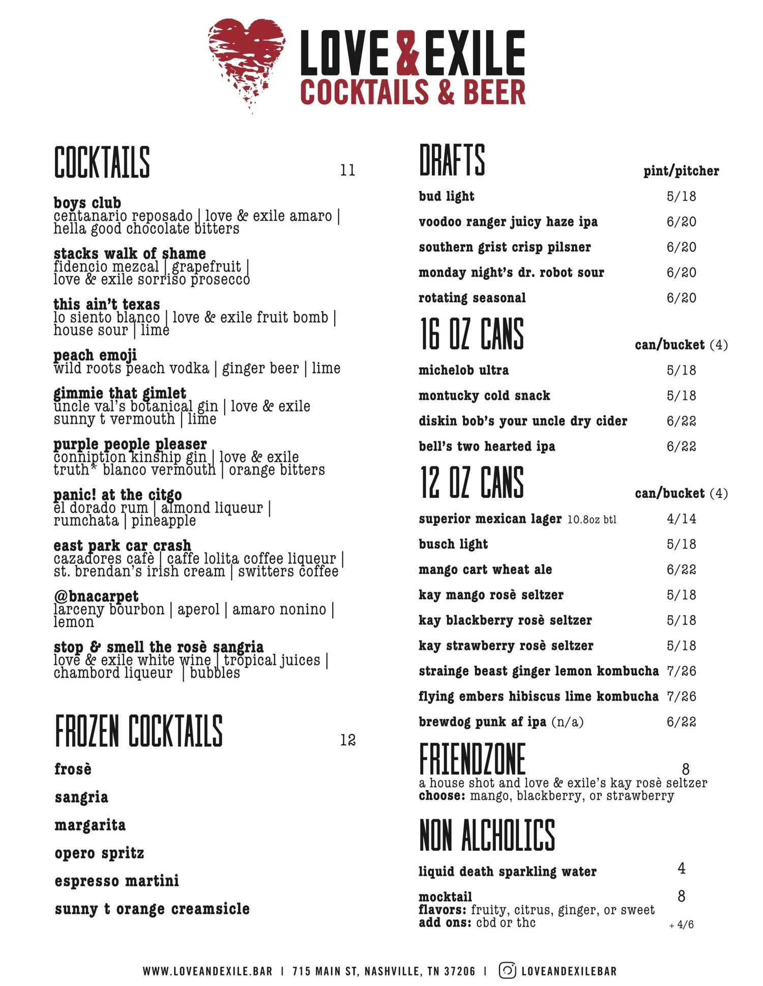 Love and Exile Winery & Bar