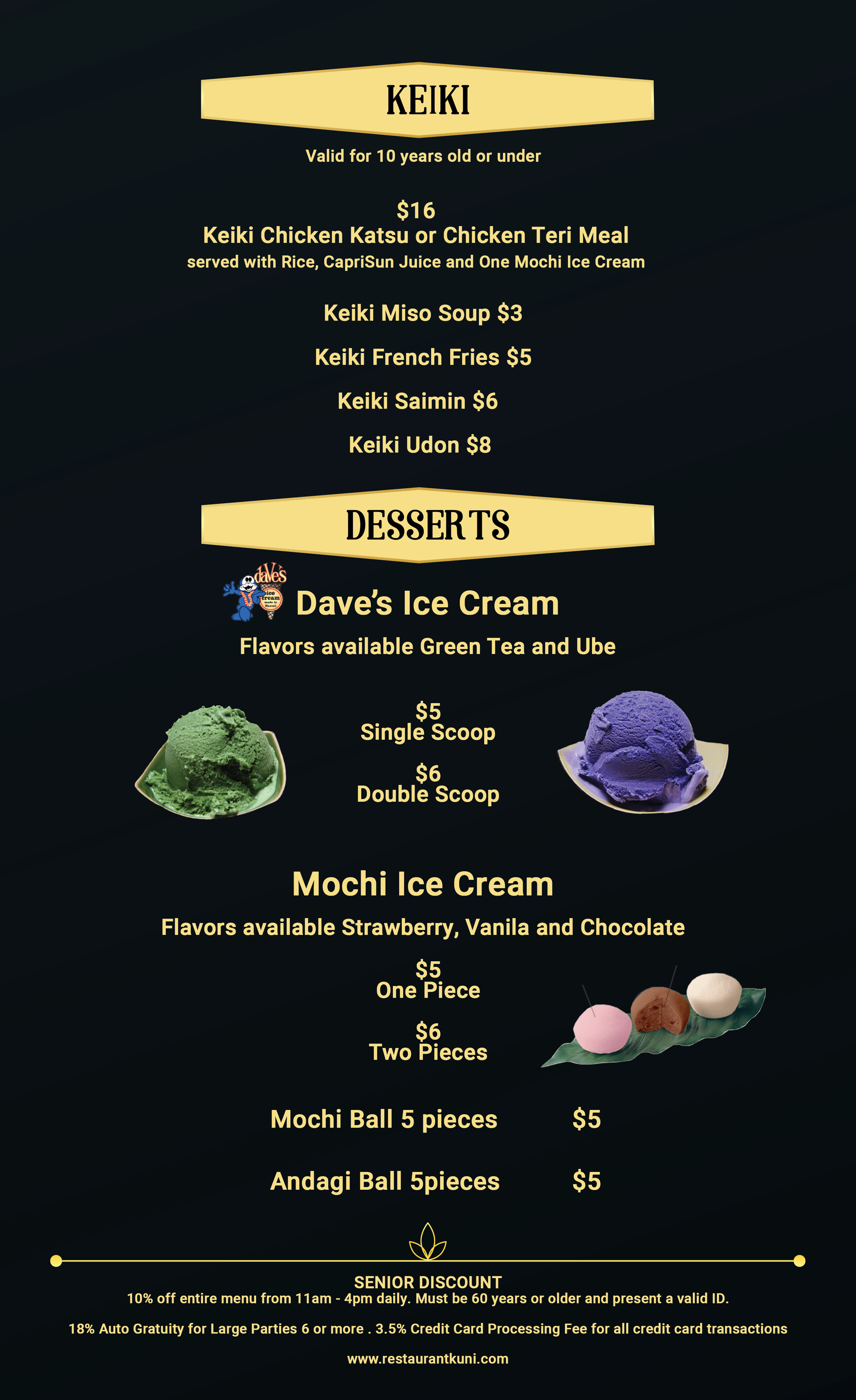 MENU — KUNI RESTAURANT & CATERING