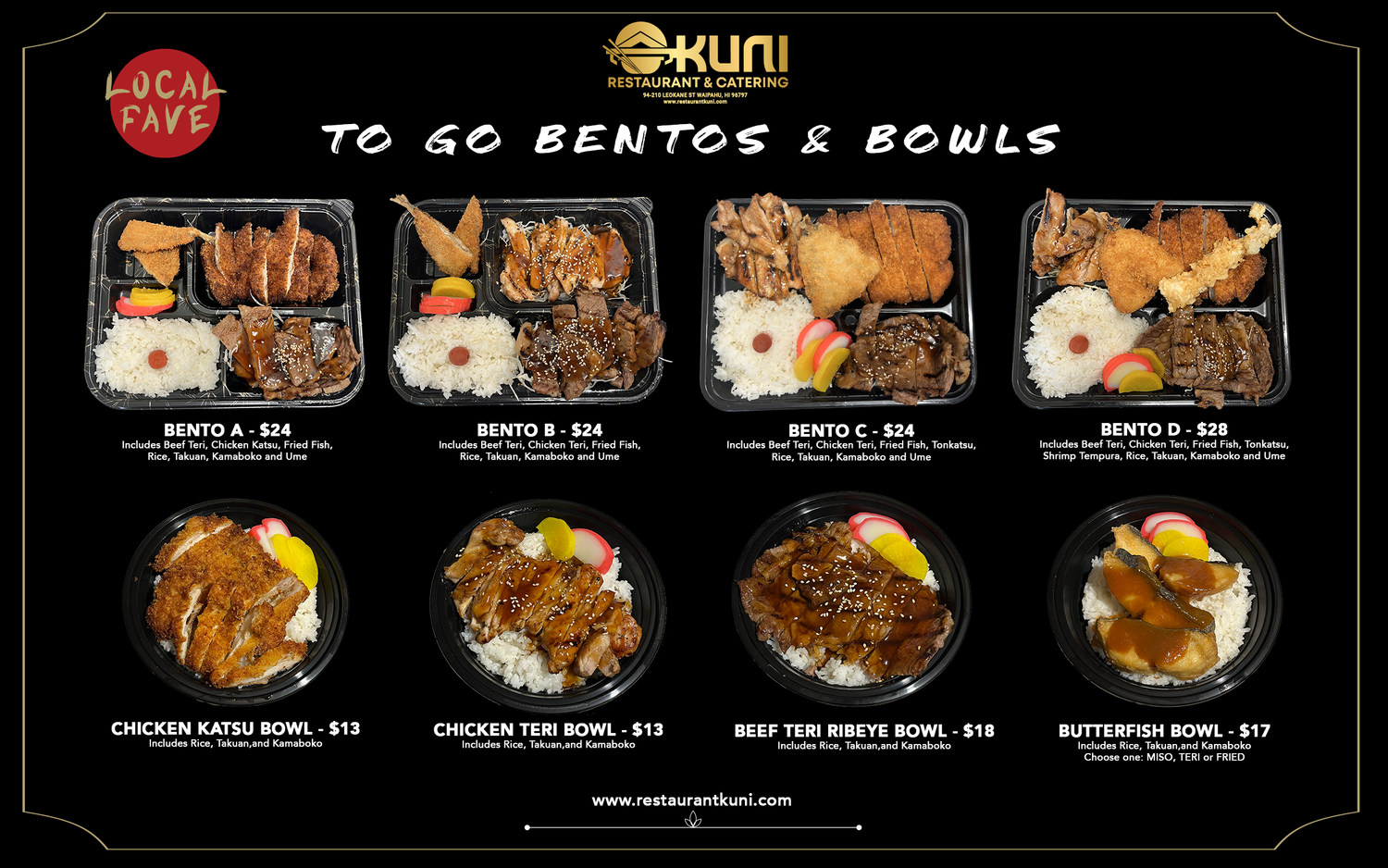 CATERING — KUNI RESTAURANT & CATERING