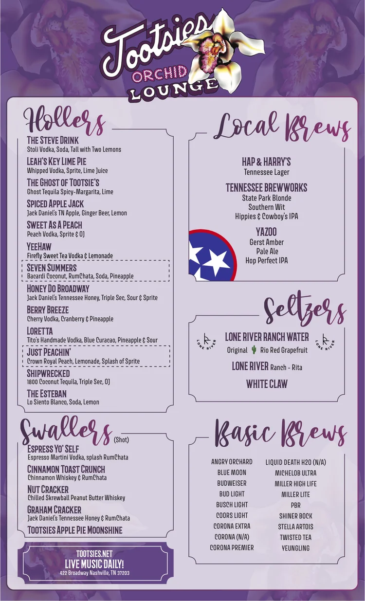 Menu — Tootsie's