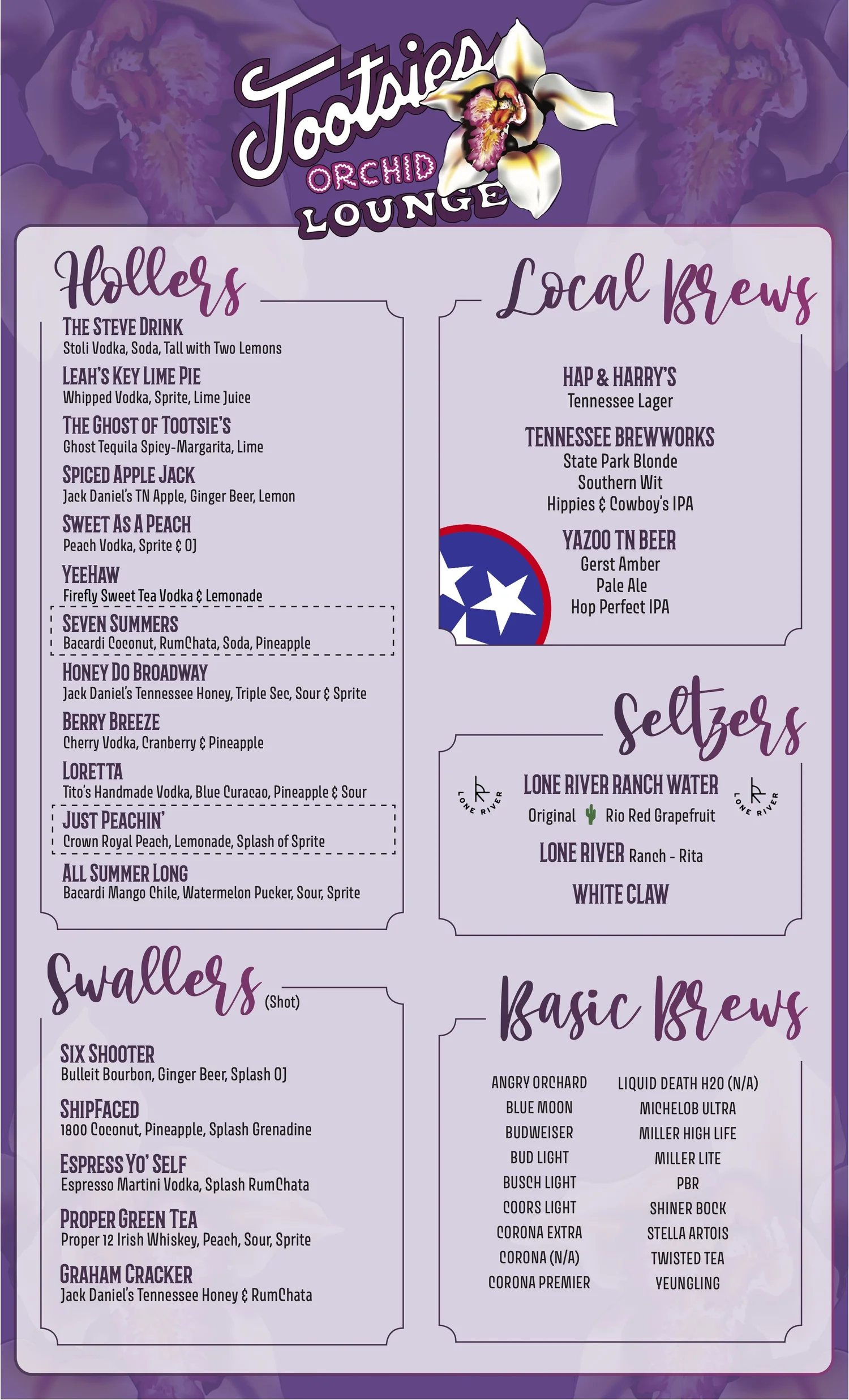 Menu — Tootsie's