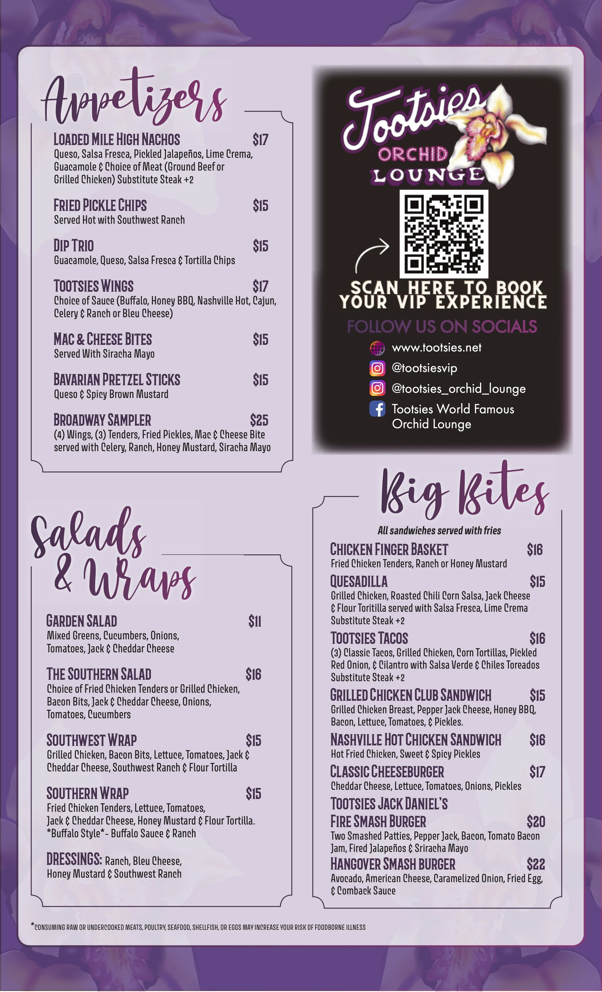 Menu — Tootsie's
