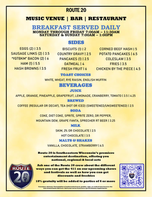 Menu — Route 20