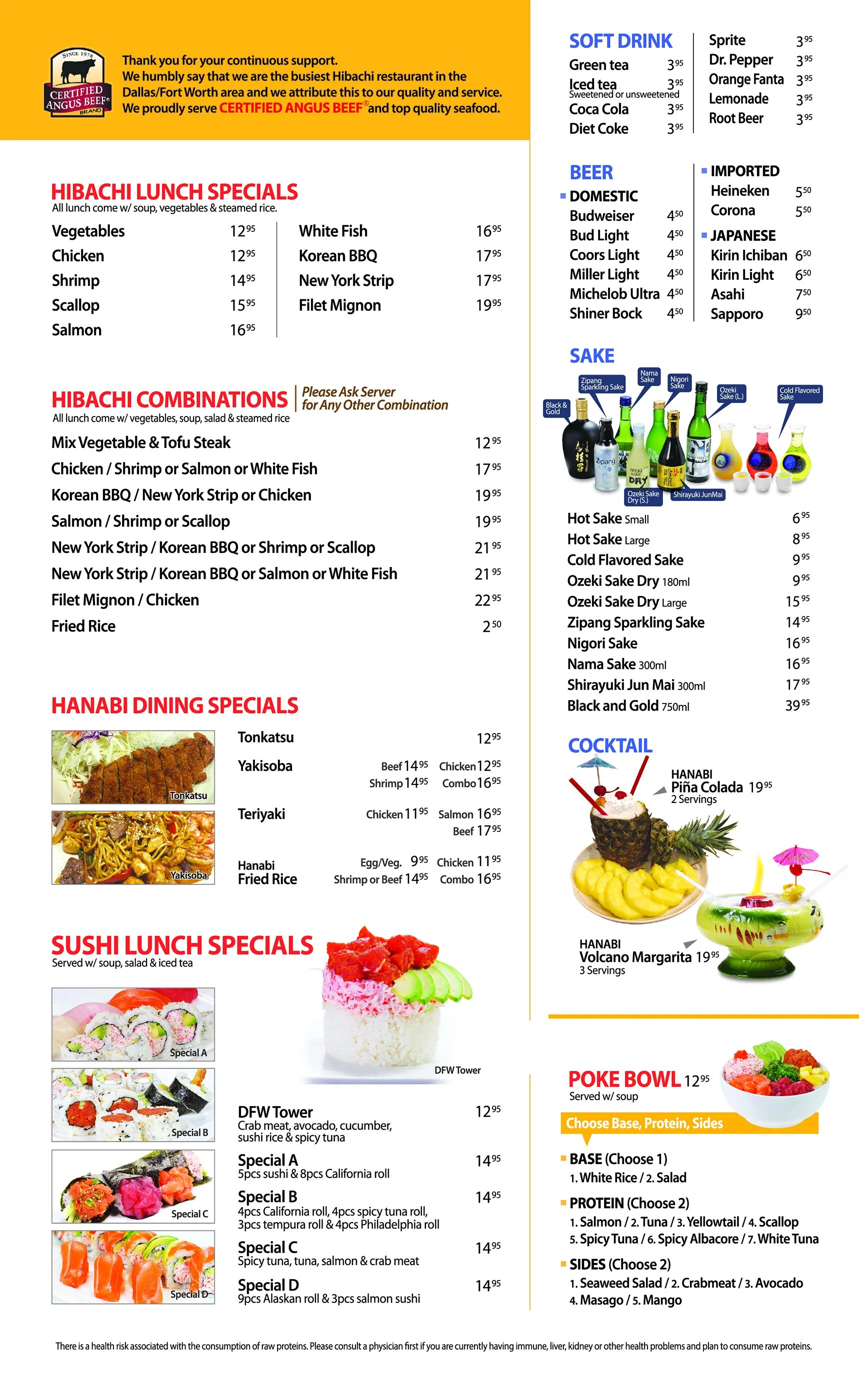 Menu — Hanabi Hibachi and Sushi