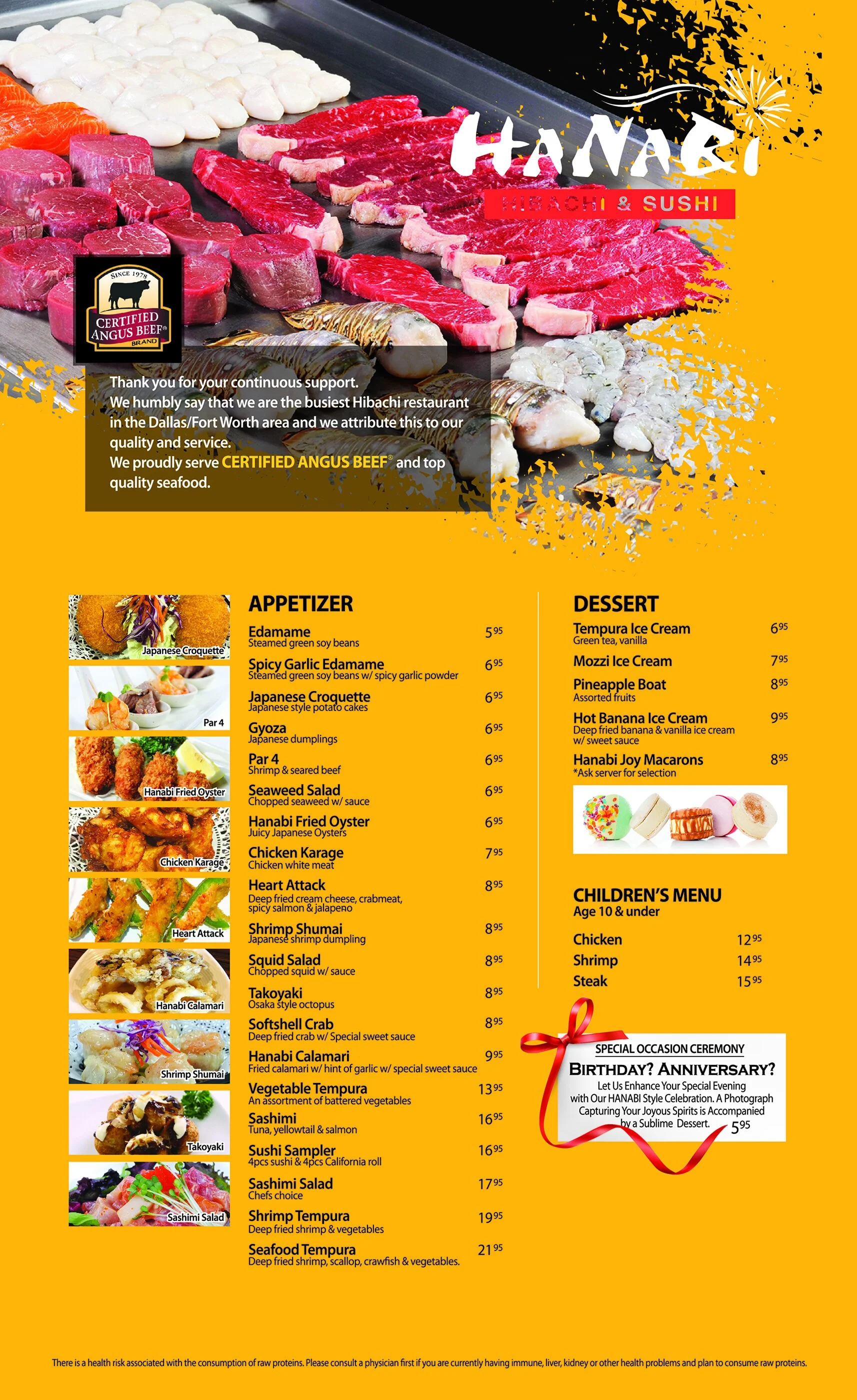 Menu — Hanabi Hibachi and Sushi