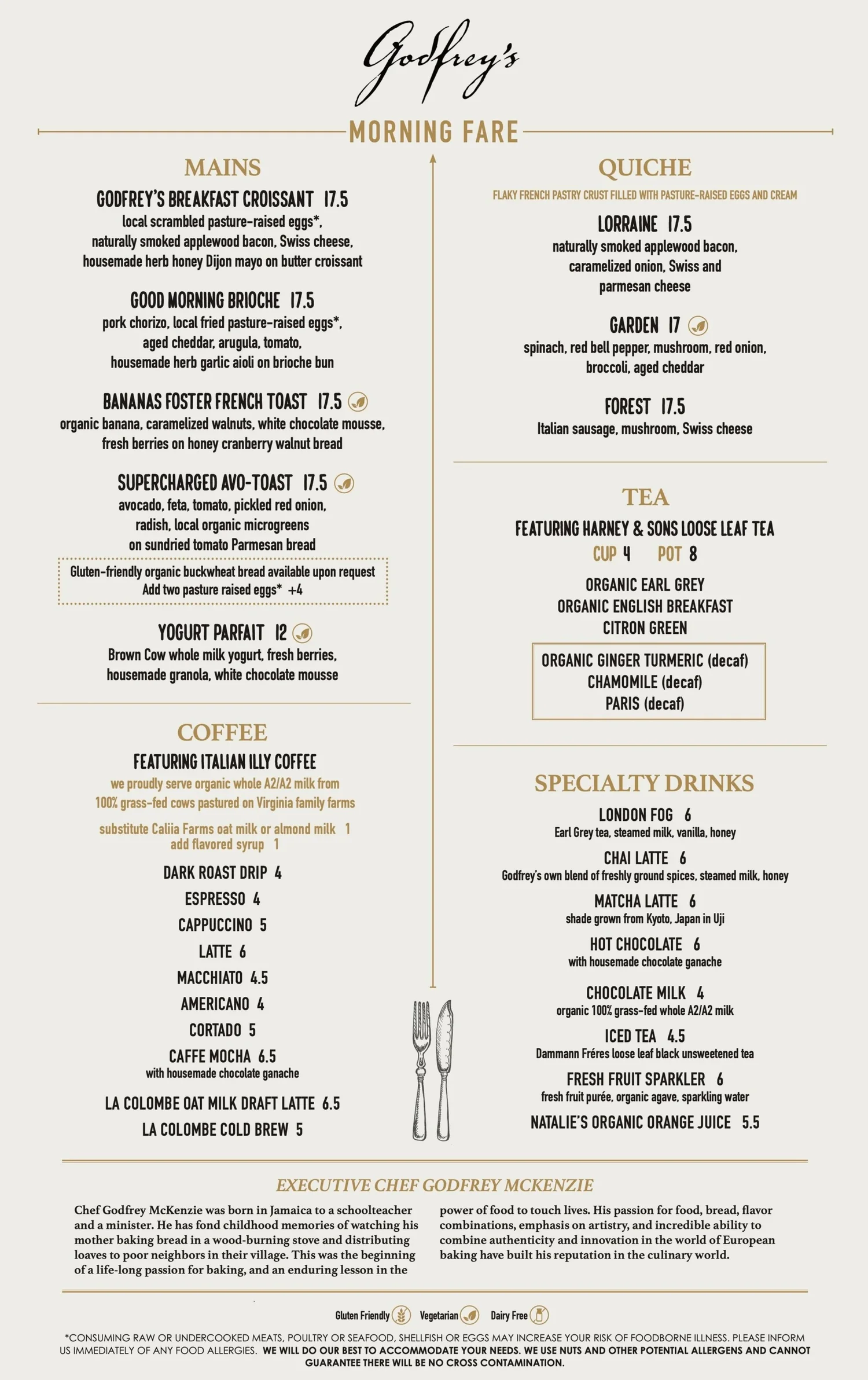 Menu — Godfrey's