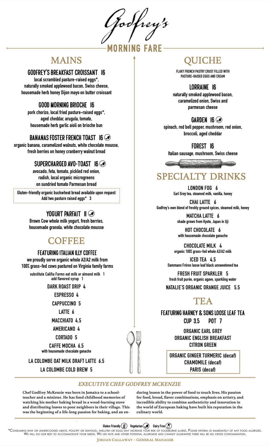 Menu — Godfrey's