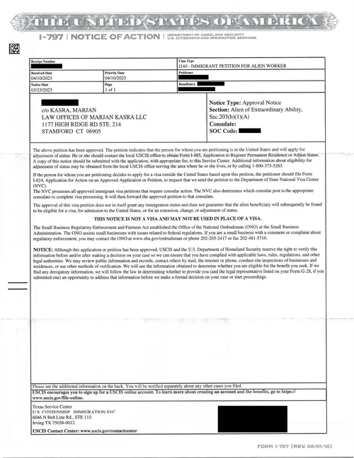 I-140 Immigrant Petition For Alien Worker (EB-1C) Approval Notice — LAWMAKS
