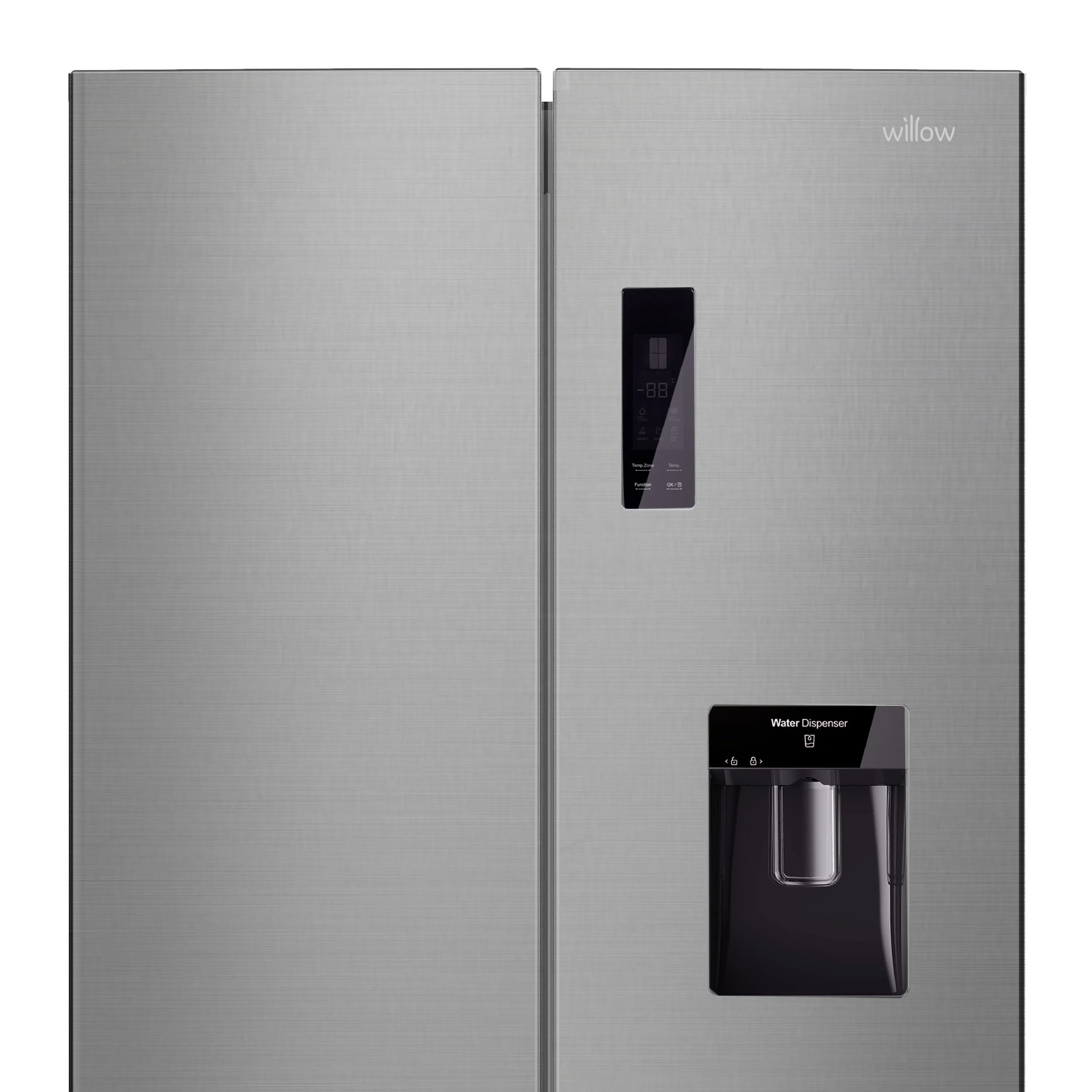 80cm Cross Door Total No Frost Fridge Freezer, Silver — Willow Appliances