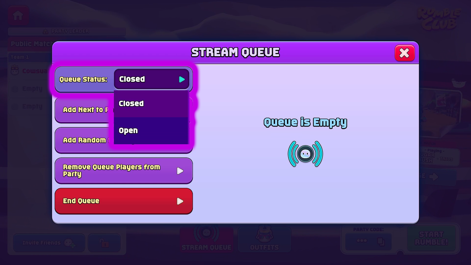 Stream Queue — Rumble Club