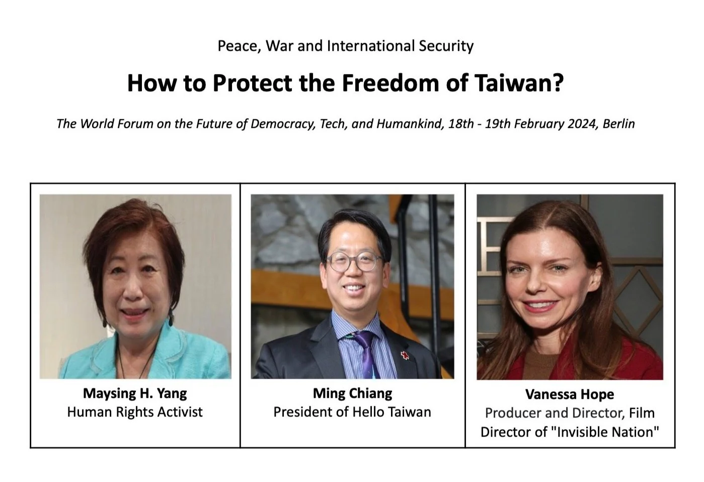 Freedom of Taiwan Panel — The World Forum