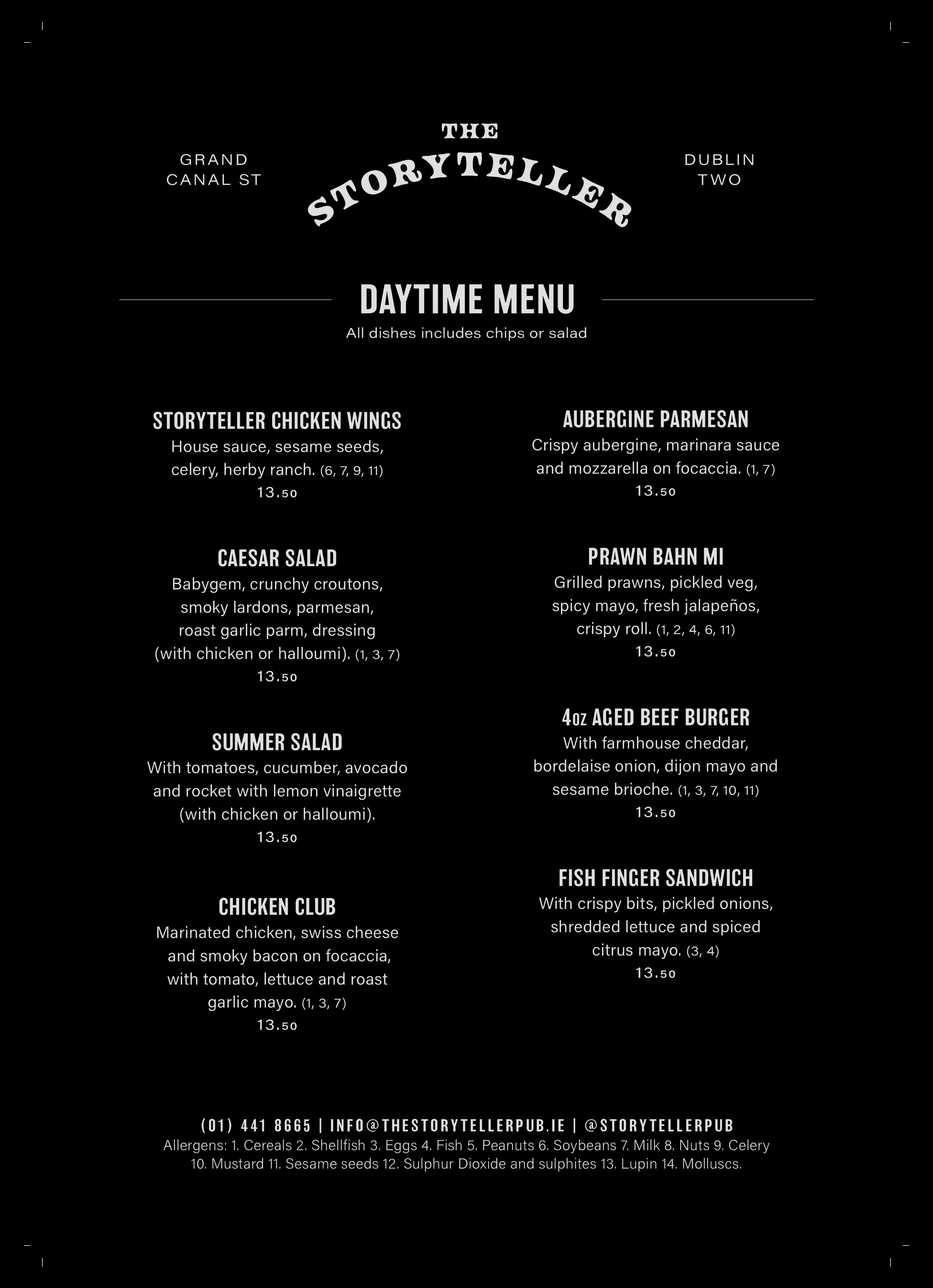 Menu — The Storyteller Pub