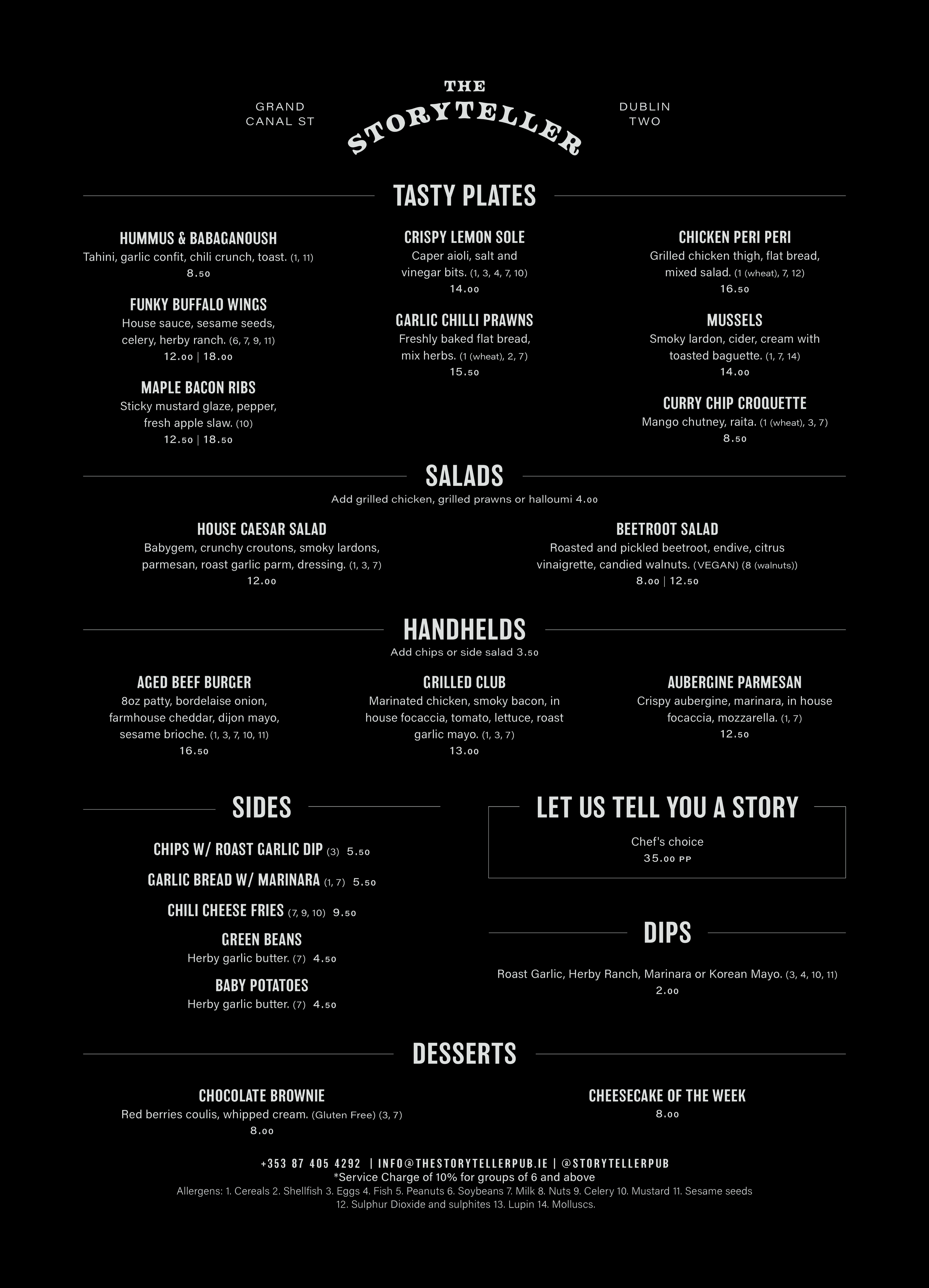 Menu — The Storyteller Pub