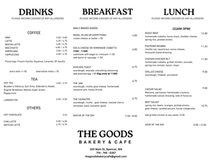 Menu 1 — The Goods Bakery & Cafe