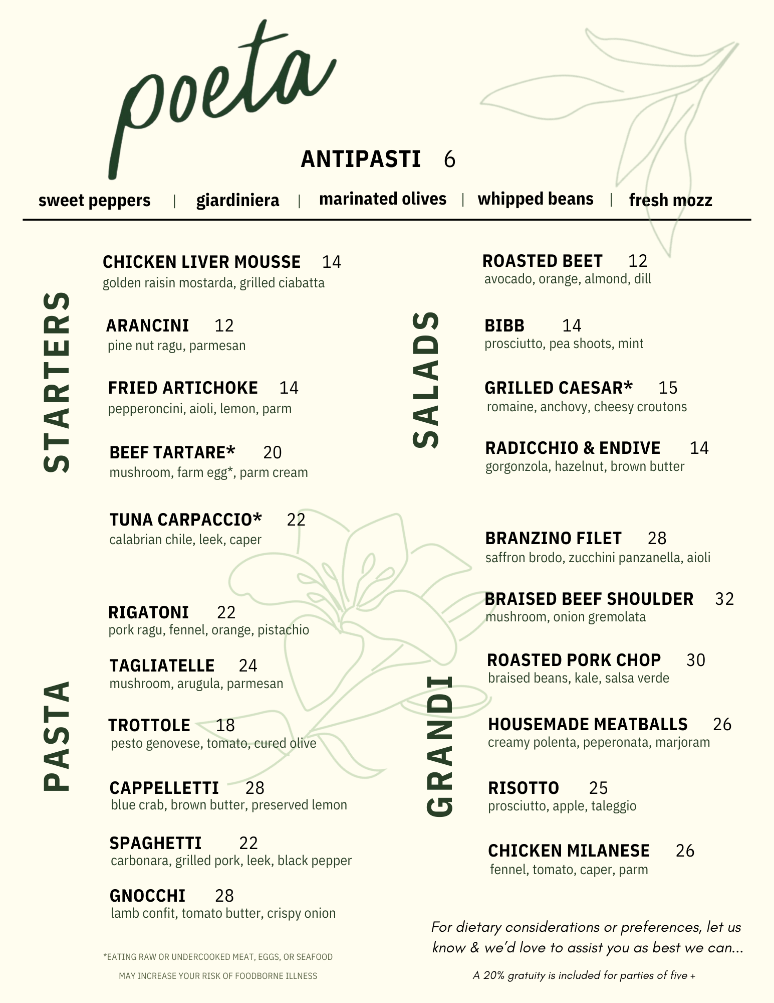 Menu — Poeta