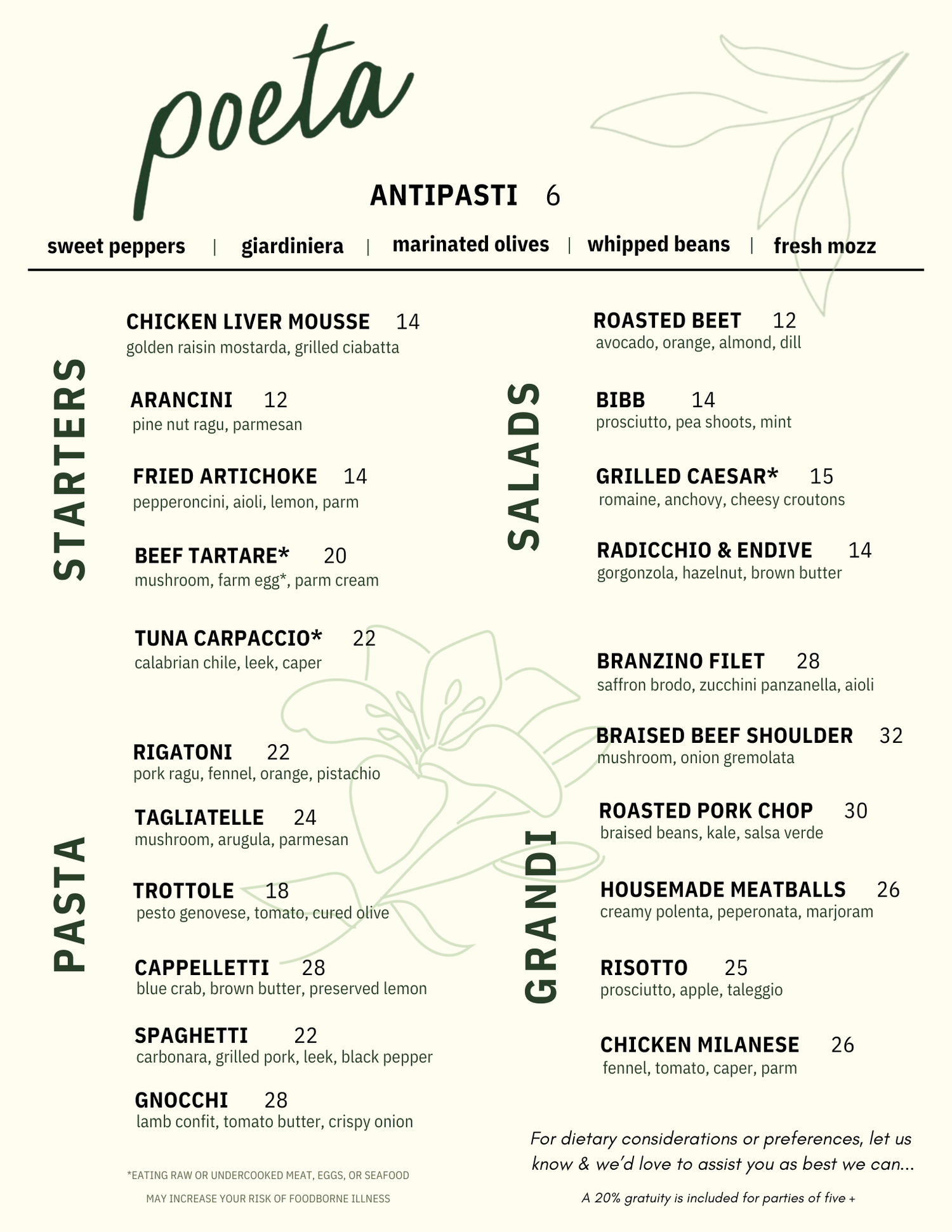 Menu — Poeta