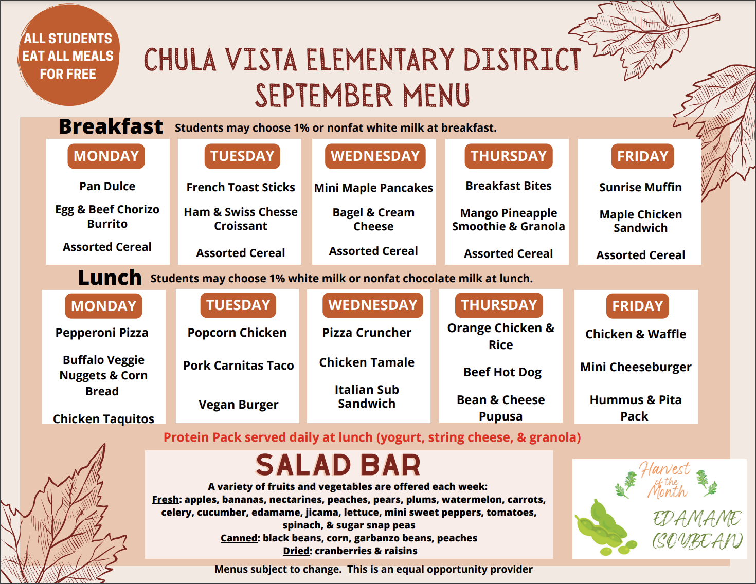 Lunch Schedule — Mueller Charter School