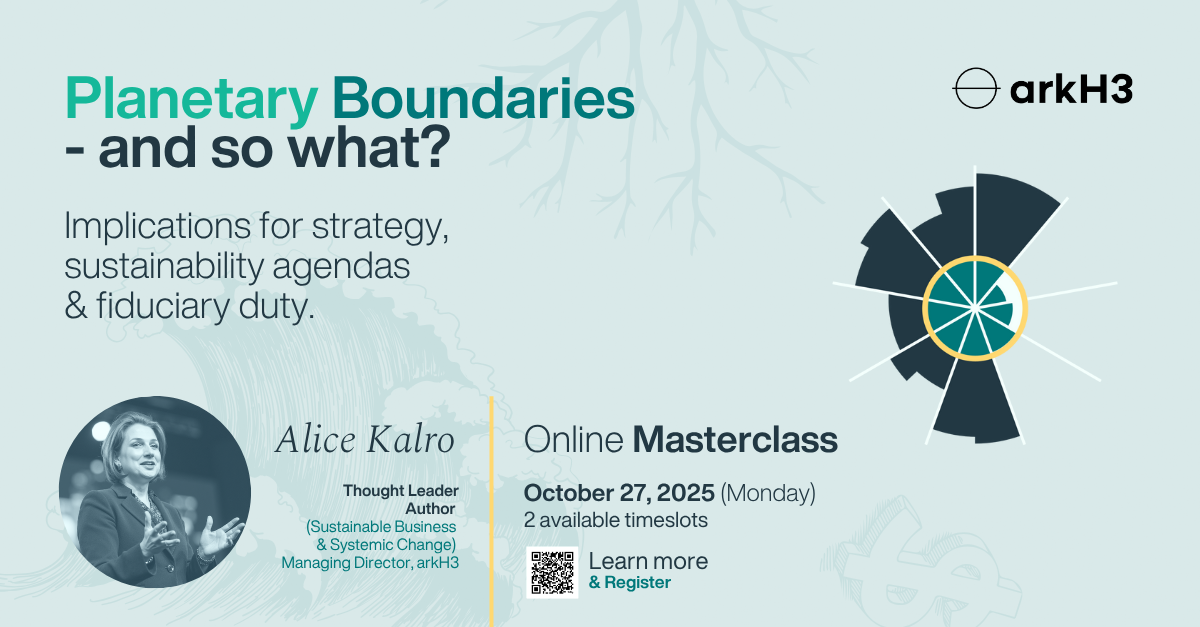Masterclass: Planetary Boundaries - and so what? Implications for ...