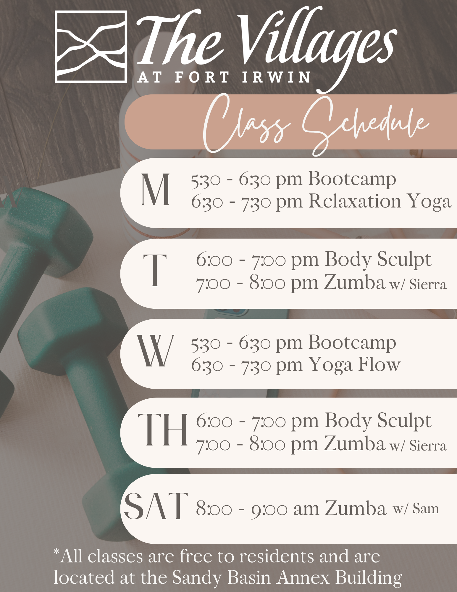 March Fitness Calendar — Villages at Fort Irwin