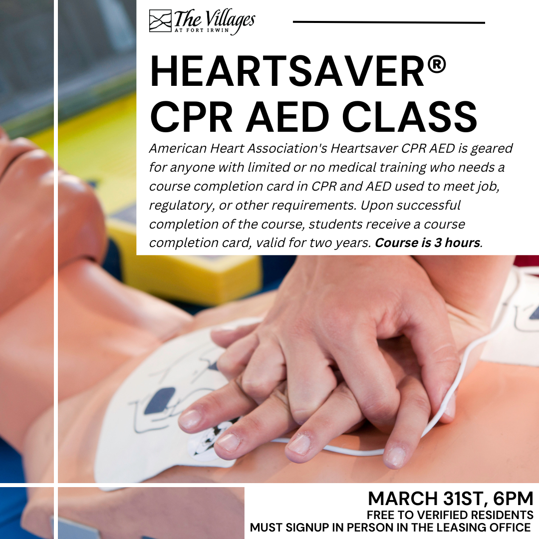 Heartsaver® CPR AED Class — Villages at Fort Irwin