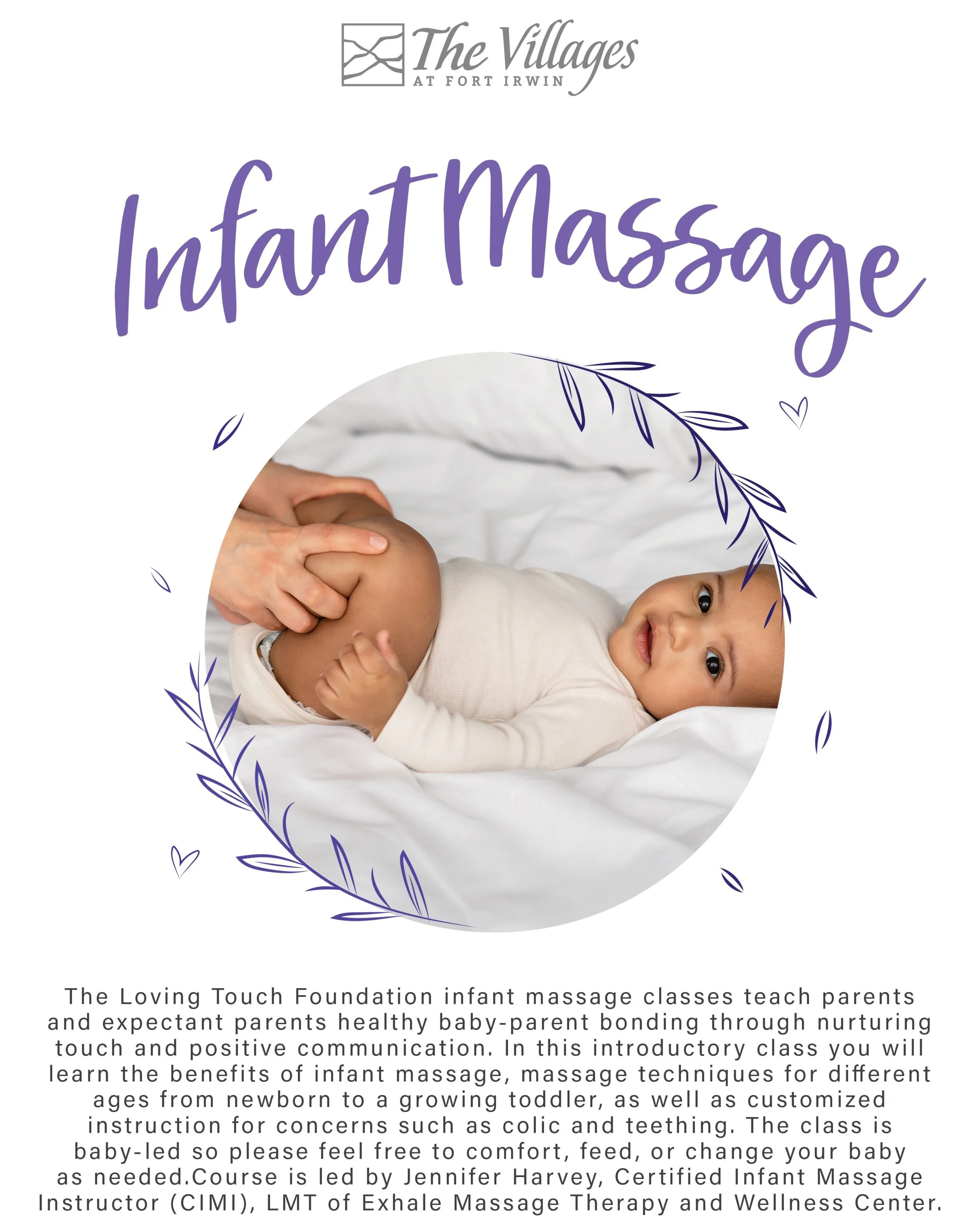Infant Massage Class - March — Villages at Fort Irwin