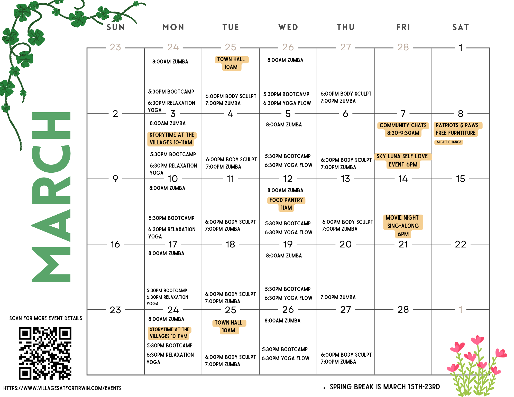 March Events Calendar — Villages at Fort Irwin