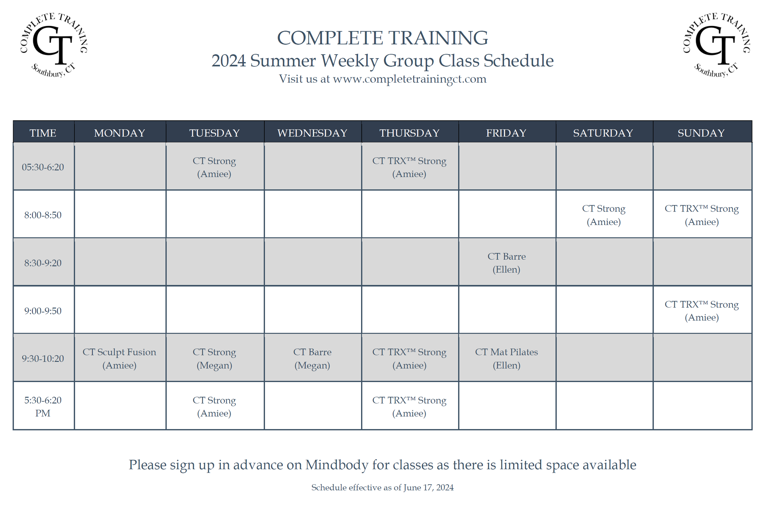 Schedule — Complete Training