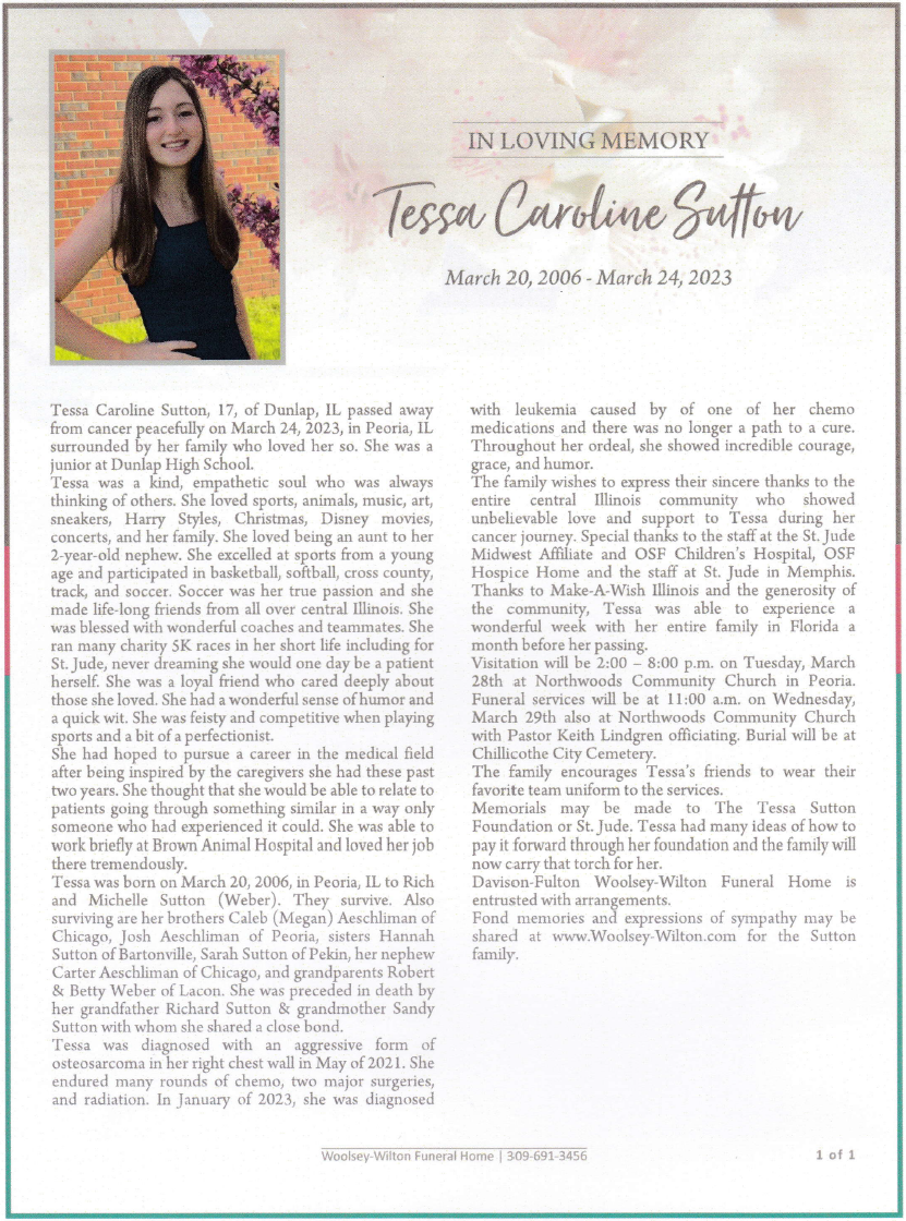 Tessa's Story — The Tessa Sutton Foundation