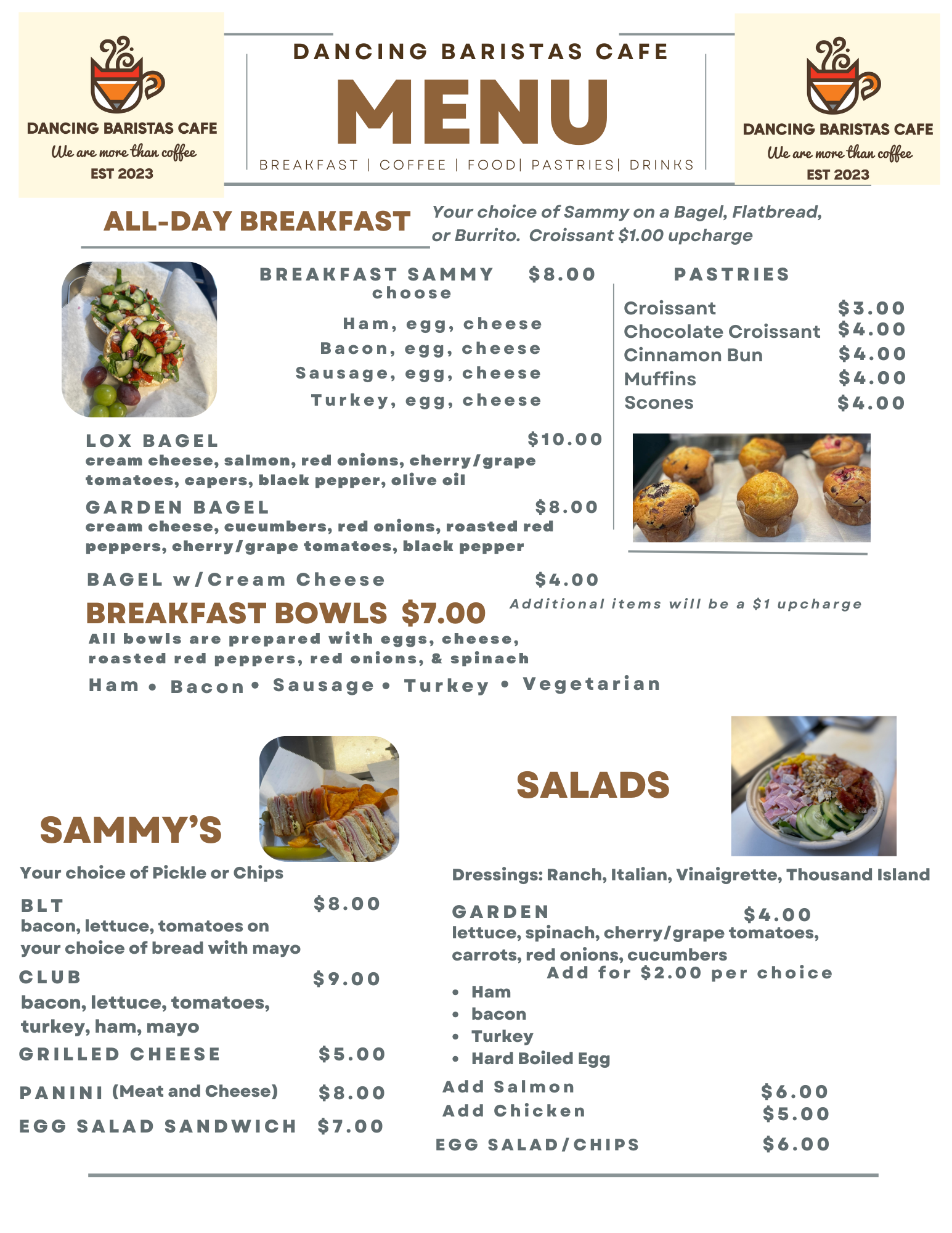 Menu 1 — Dancing Baristas Cafe