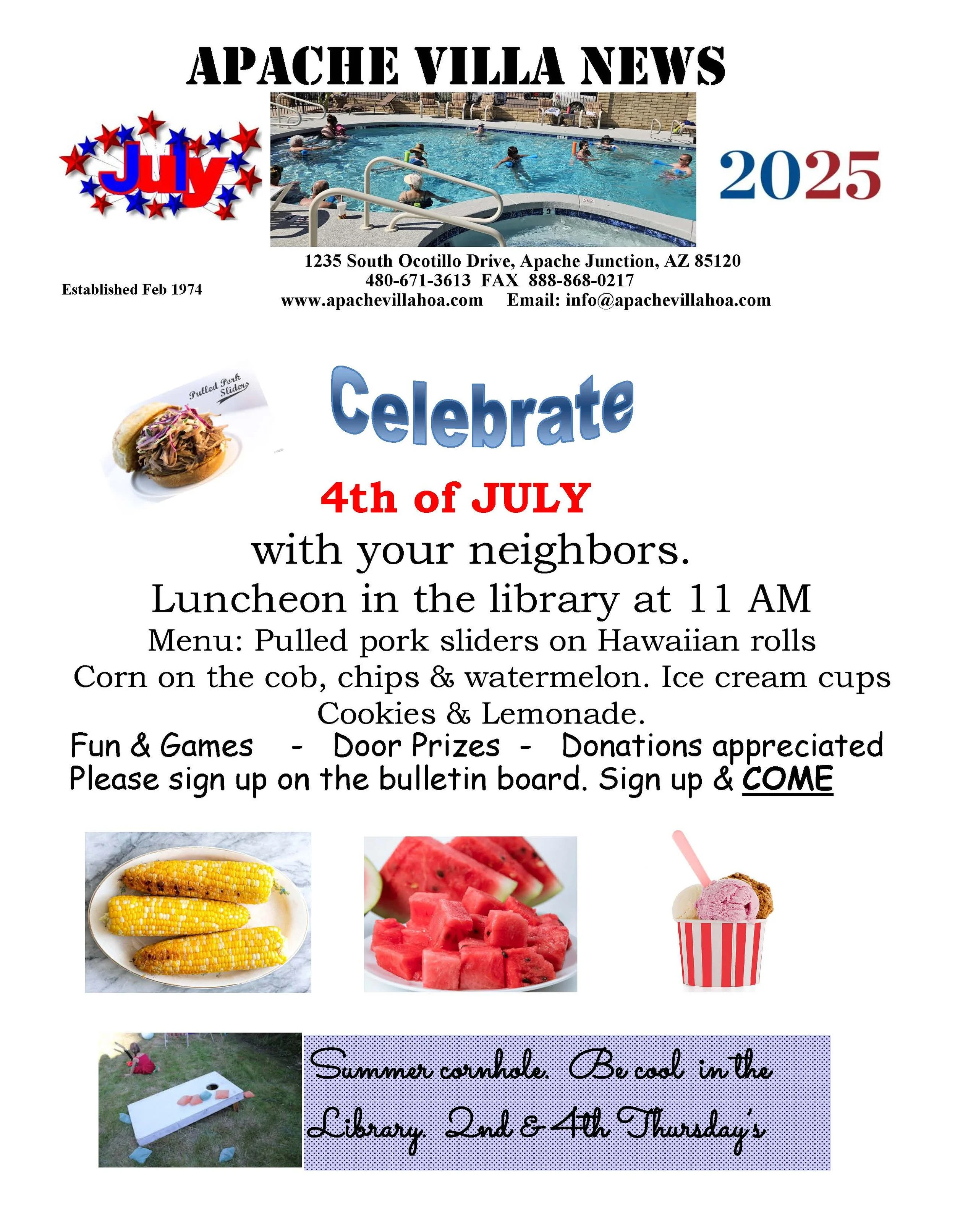 Current Newsletter — Apache Villa HOA