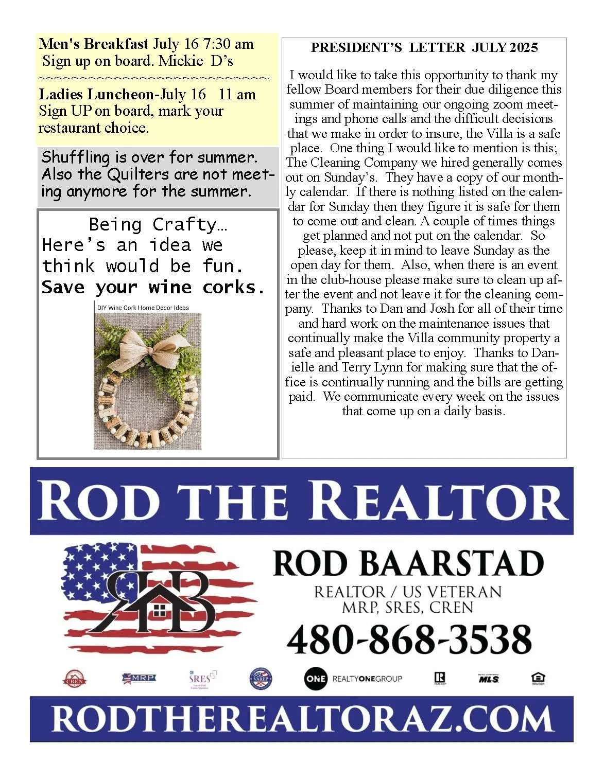 Current Newsletter — Apache Villa HOA