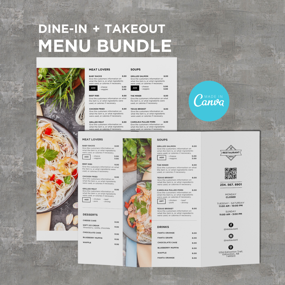 TV Menu Board and Takeout Canva Template — Ingenie Sally