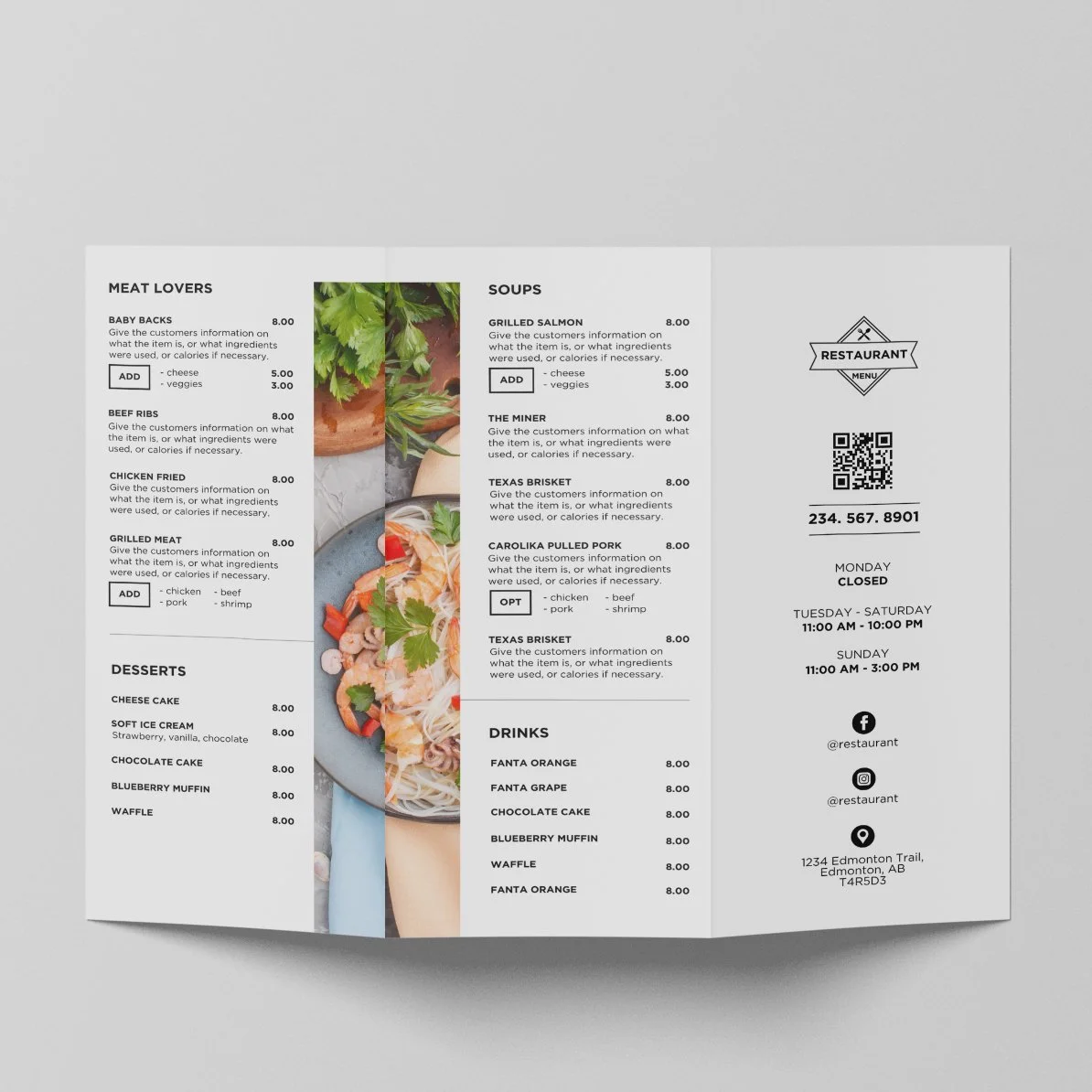 Diy Dine In Menu And Takeout Canva Template — Ingenie Sally