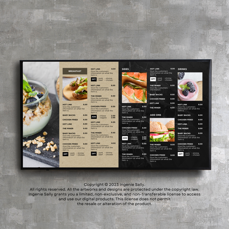 DIY Drink Digital TV menu board screen price list catalogue Canva ...