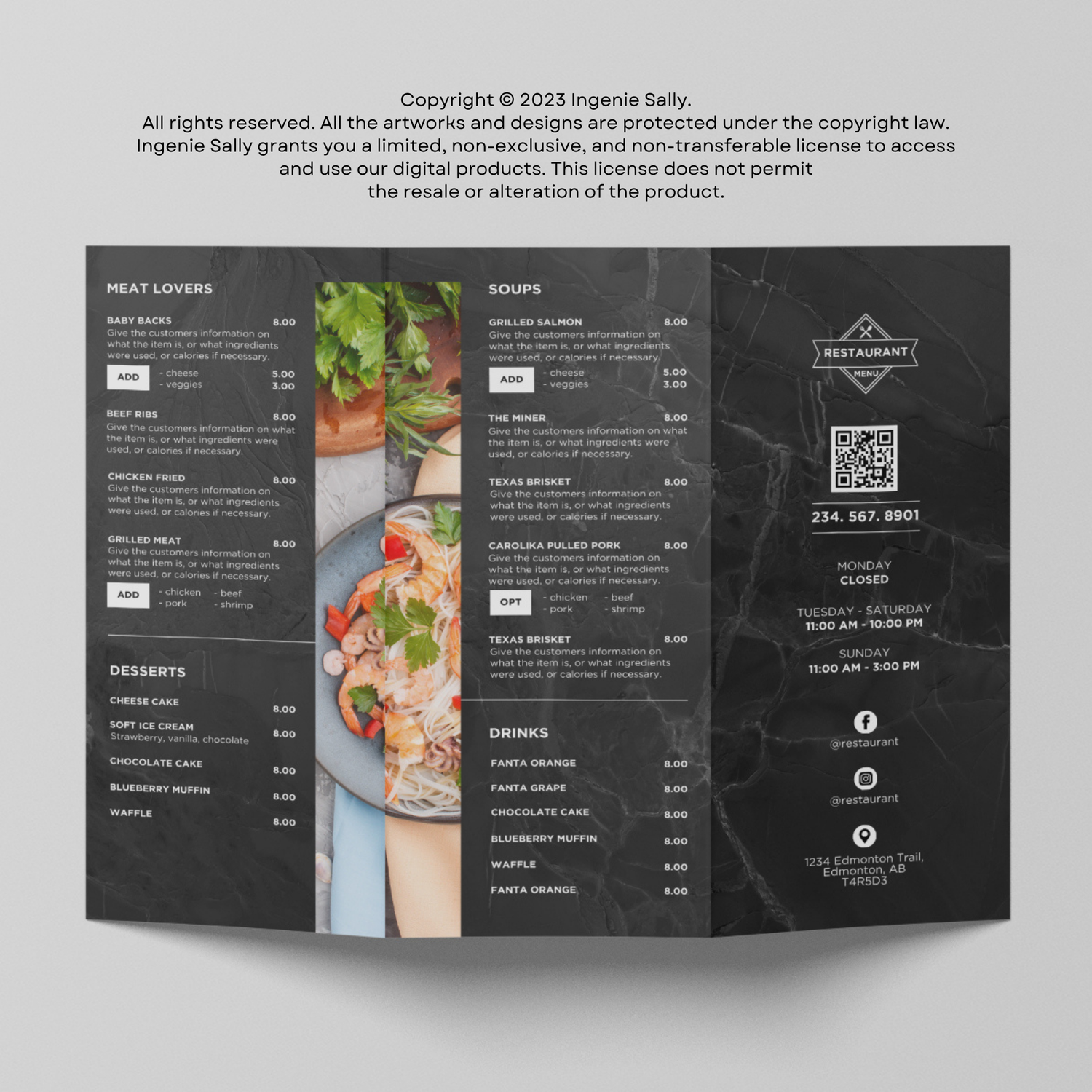 DIY dine-in food takeout to go menu Canva template — Ingenie Sally