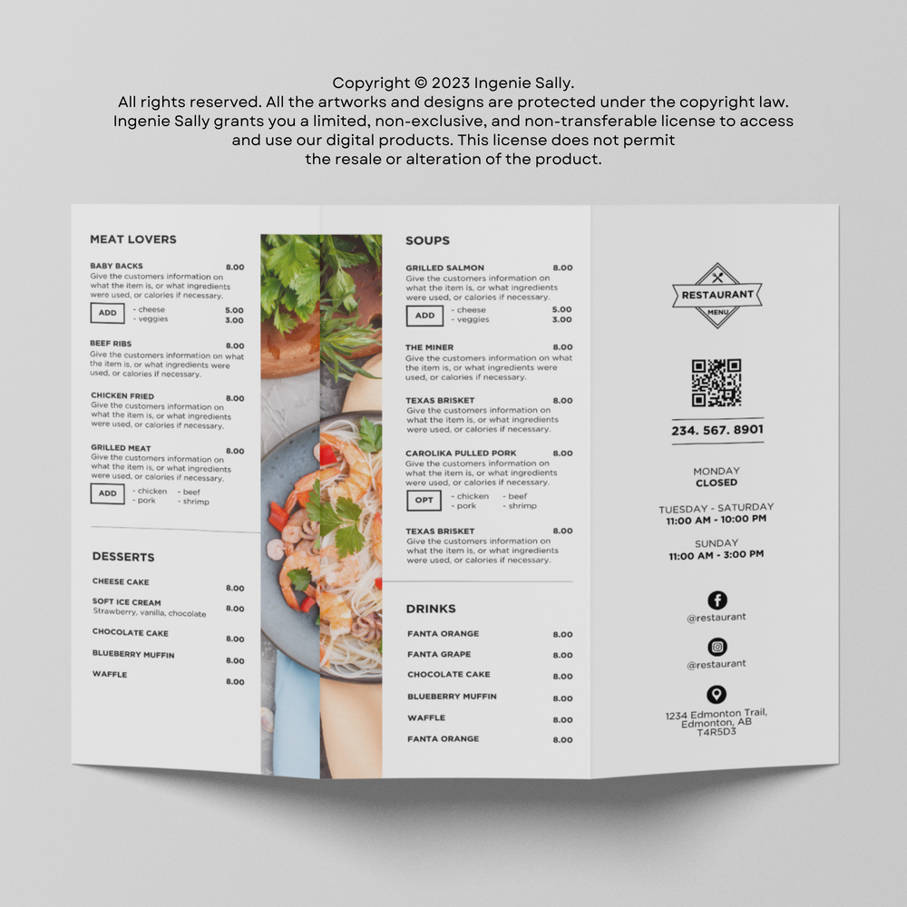 Digital TV Menu Board, Dine-in menu and Takeout Canva Template ...
