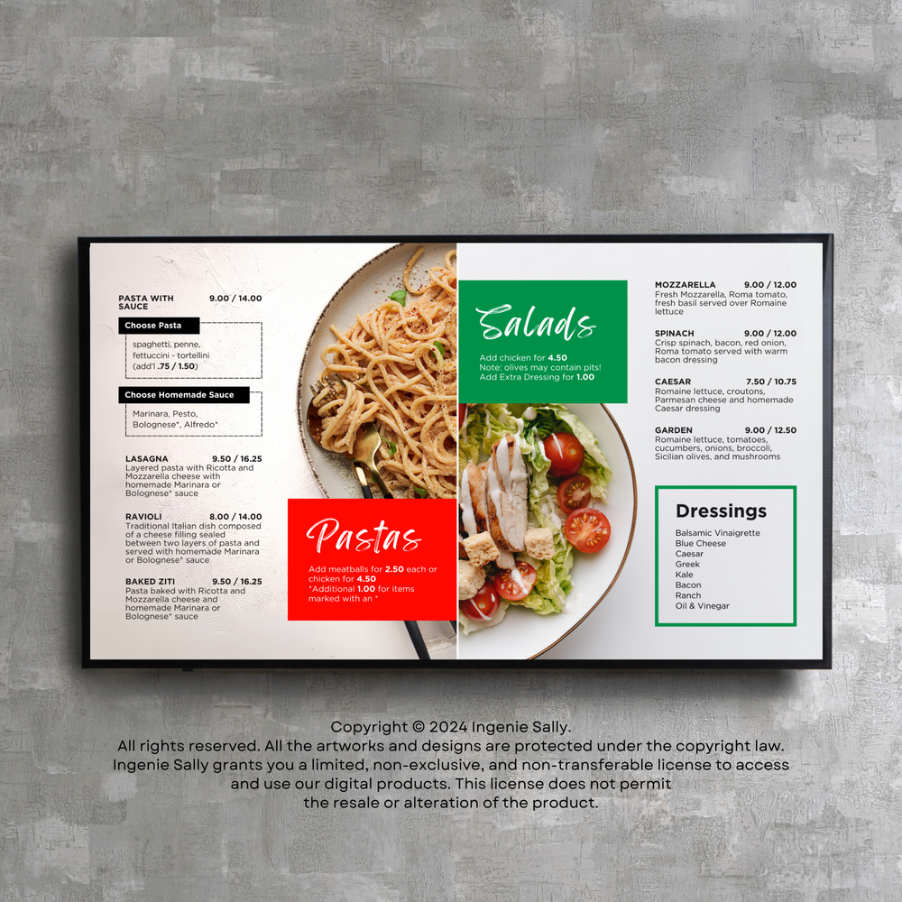 DIY Digital TV menu board screen price list catalogue Canva Editable ...