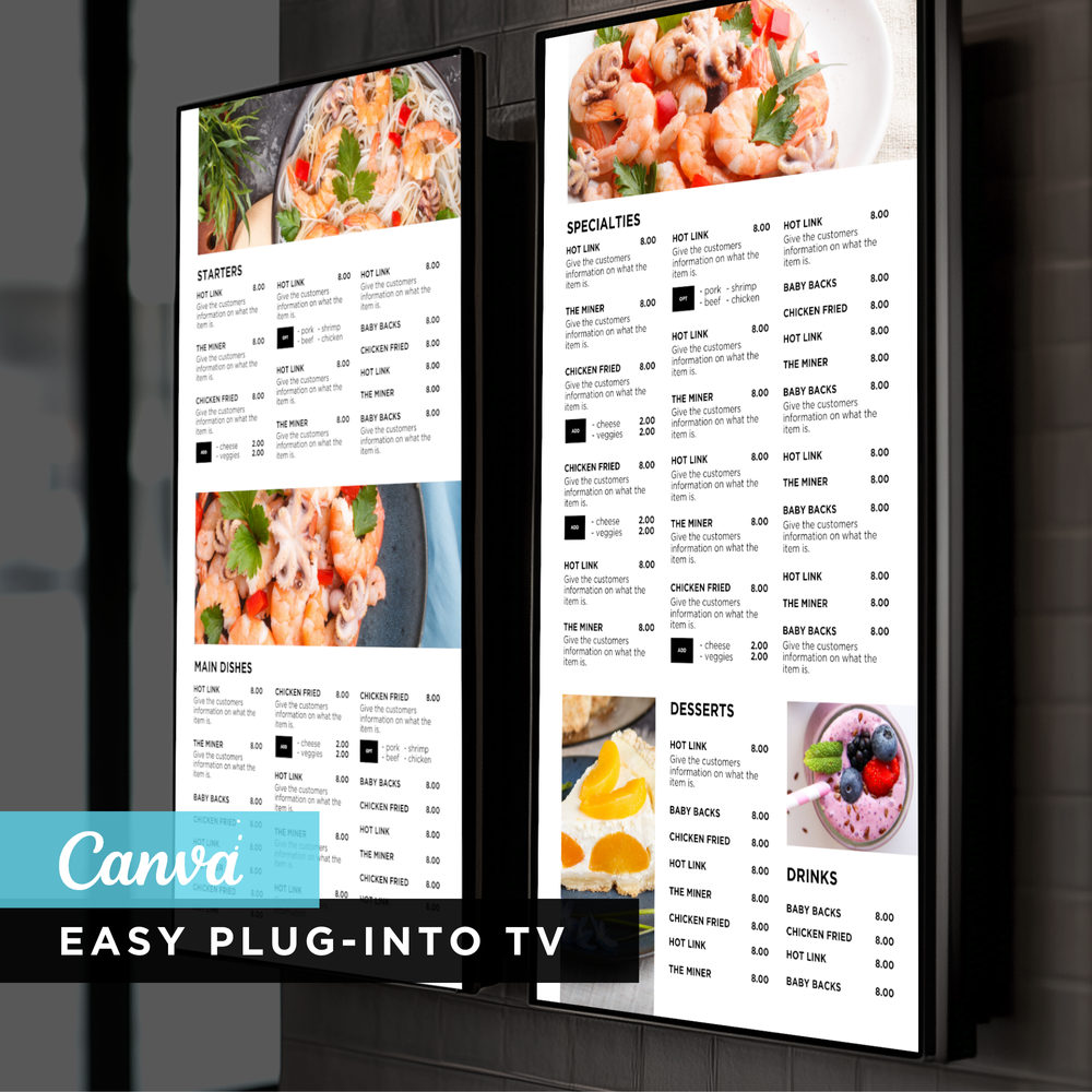 DIY Digital TV menu board screen price list catalogue Canva Editable ...